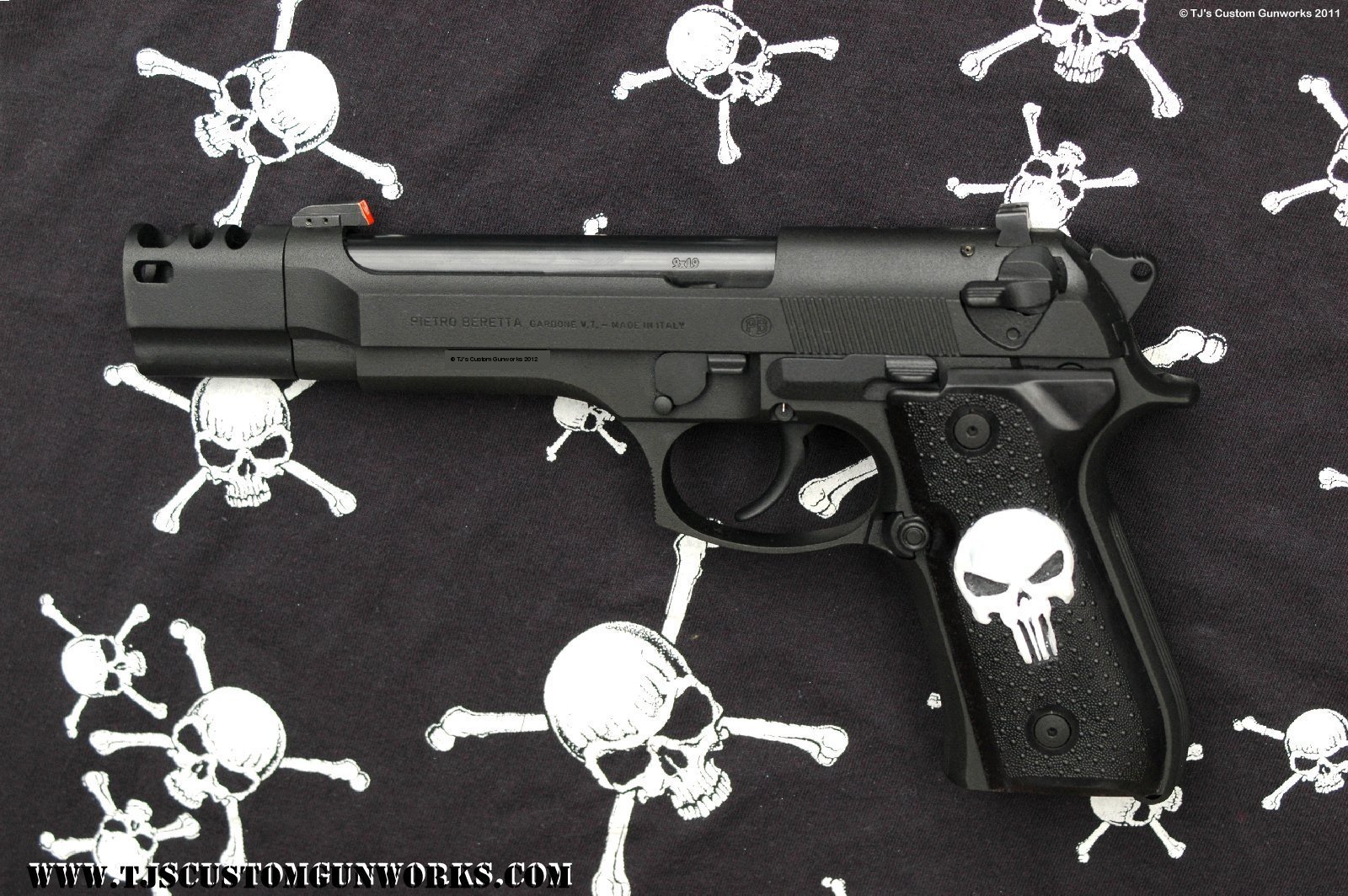 Custom Comped Black Teflon Punisher Style Beretta 92FS