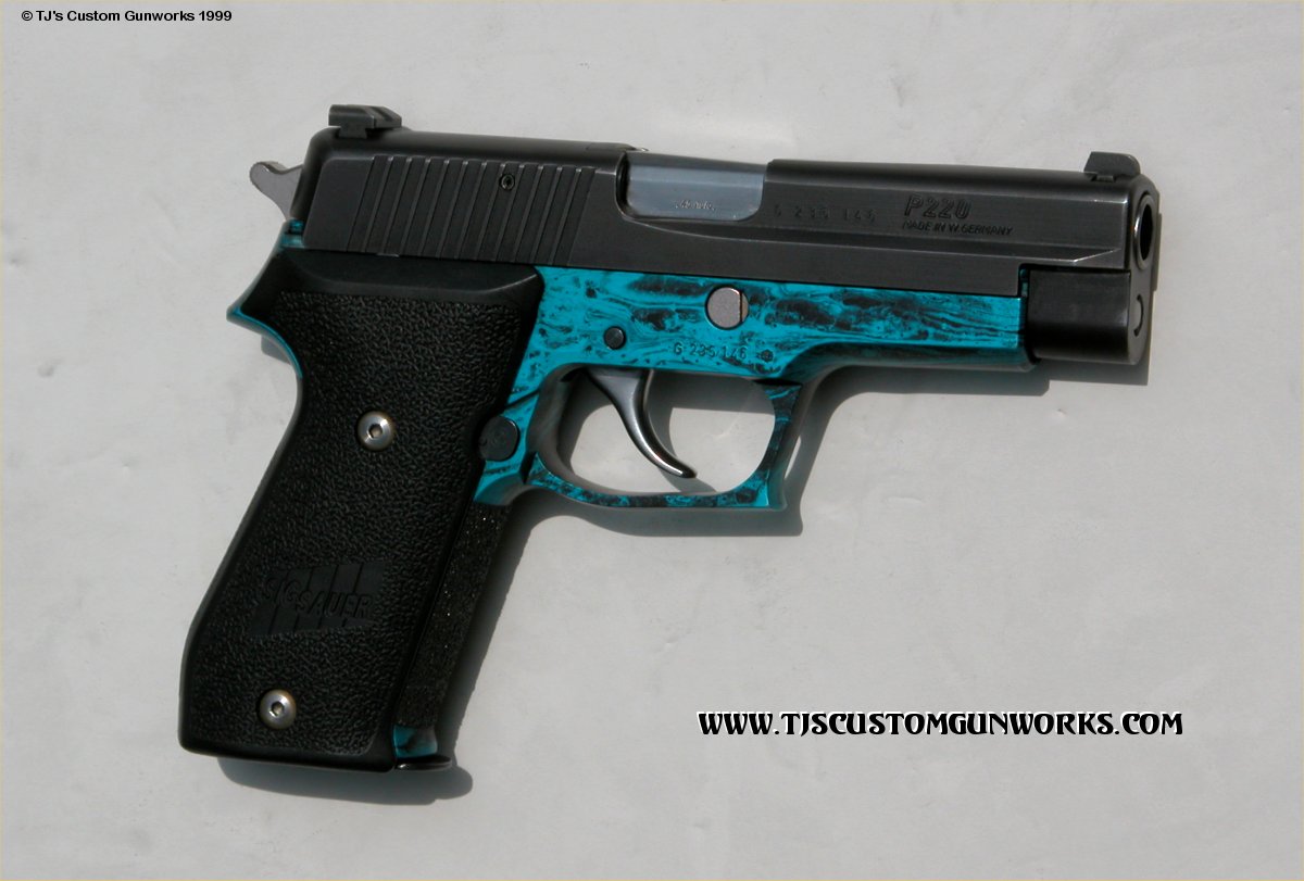 Custom Sig Sauer P220 With Teal & Black Frame