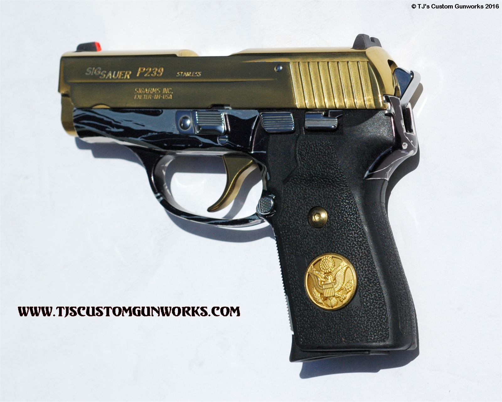 Extreme Custom Sig Sauer P239 .40 S&W Zebra & TiN-Gold