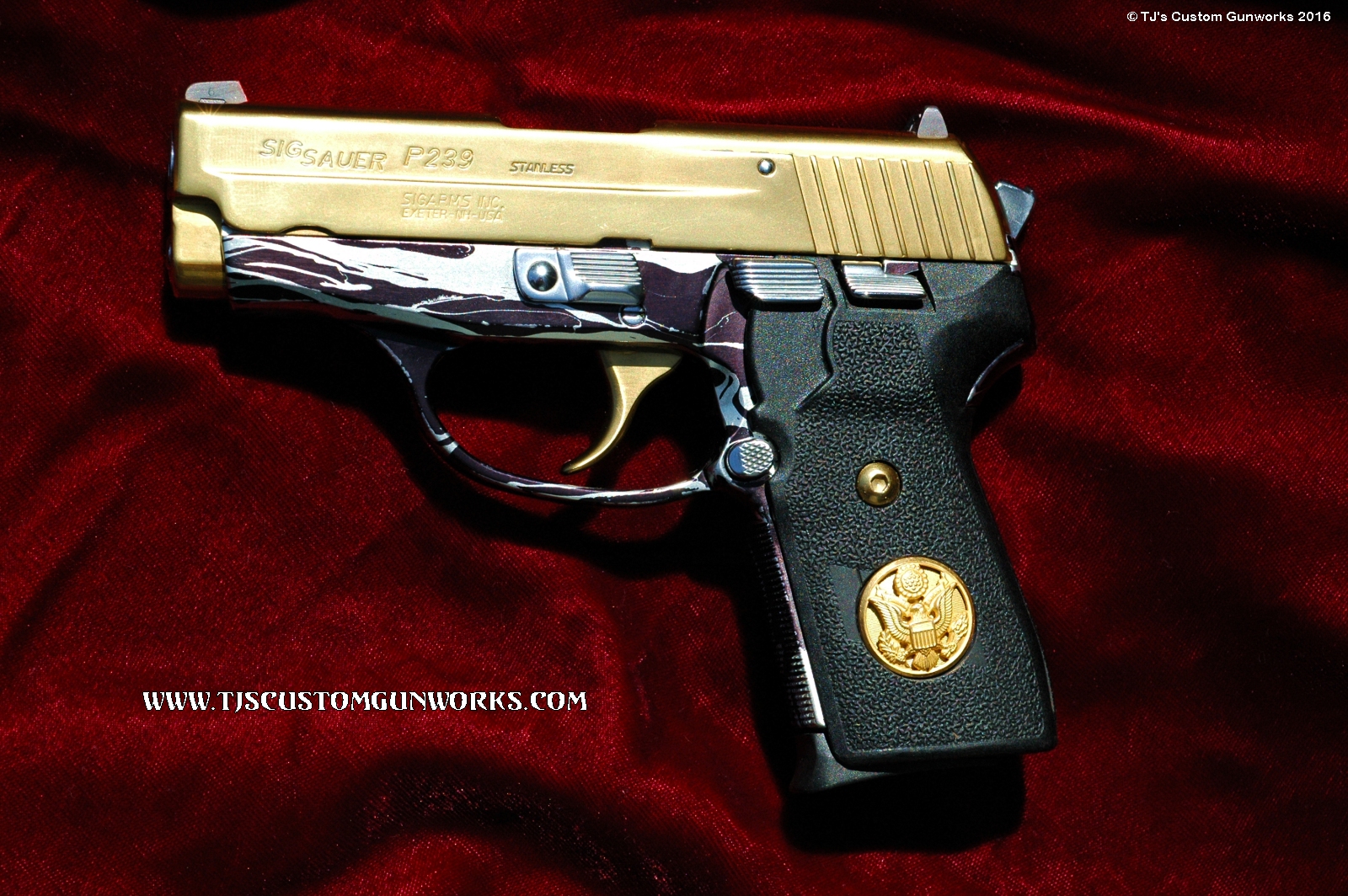 Extreme Custom Sig Sauer P239 .40 S&W Zebra & TiN-Gold
