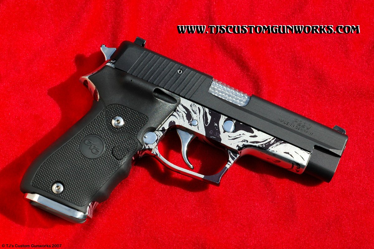 Custom Sig Sauer P220 With '© TJ Sig Mag Well' & Silver & Black ...